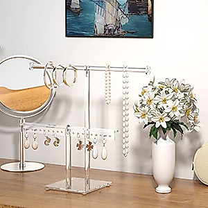 HIIMIEI Jewelry Stand Organizer 2 tier Acrylic tabletop Jewelry Tower Display for Necklaces Bracelets Earrings