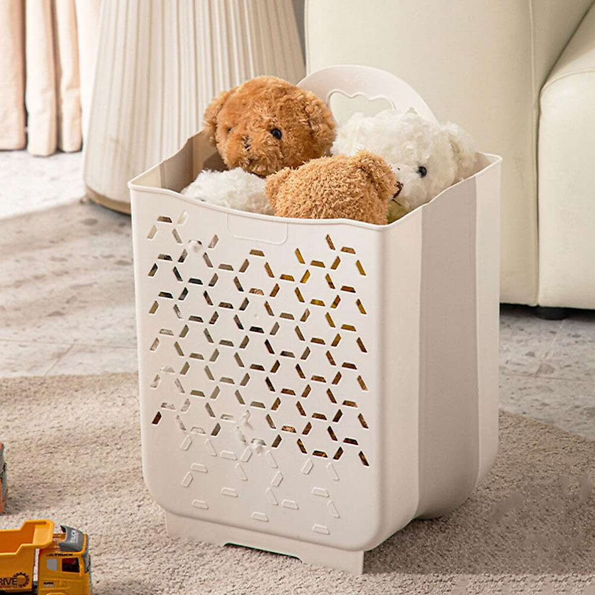 Healvian Collapsible Laundry Basket Wall Mounted Laundry Hamper Plastic Wall Hanging Laundry Basket Dirty Clothes Basket Foldable Storage Basket for Bedroom,Bathroom,Wardrobe, Dormitory