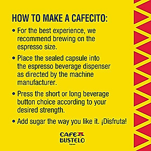 Café Bustelo Espresso Dark Roast Coffee, 40 Count Capsules for Espresso Machines, 11 Intensity