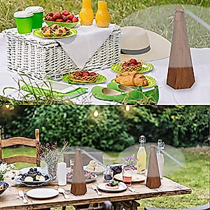 PIOPIAONIU 2 Pcs Table Fly Fans Wood Grain Fly Fan for Indoor and Outdoor Meal Fans for Picnic Restaurant Home