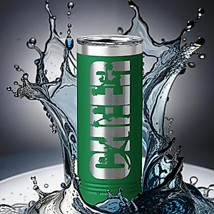 Cuptify Cheer Tumbler with Lid Laser Engraved on Green 22 oz Skinny Cup for Cheerleader Vacuum Insulated Birthday Gift for Cheerleading, Cheer Squad, Women