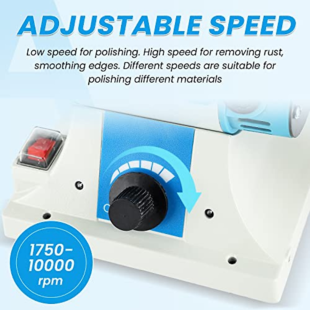 BAOSHISHAN Bench Buffer Jewelry Polisher, with 3 Types Polishing Wheels, Variable Speed Benchtop Polishing Buffing Machine for Jewelry, Wood, Metal, Lathe, Jade (With Wheels 110V)