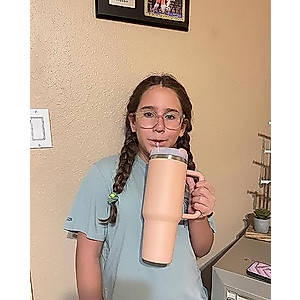 40 OZ Insulated tumbler with straw, Double Vacuum Stainless Steel Water Bottle for Home, Office or Car - Iced Coffee Cup Reusable,Thermos Travel Coffee Mug,Keep Hot/Cold for Hours (Pink)