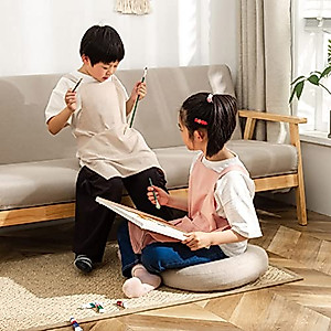 Kids Cotton Cross Back Aprons Children Chef Pure Child Apron with 2 Pockets for Baking Painting Cooking (Pink, One Size)