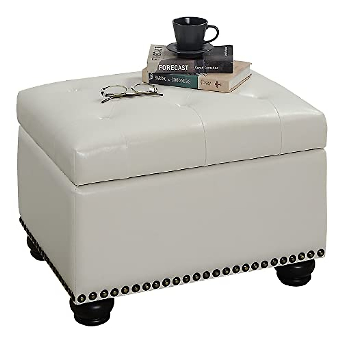 Convenience Concepts Designs4Comfort 5th Avenue Storage Ottoman, Ivory