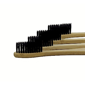 Biodegradable Eco-Friendly Charcoal Infused Bristle Bamboo Toothbrush - Pack of 4