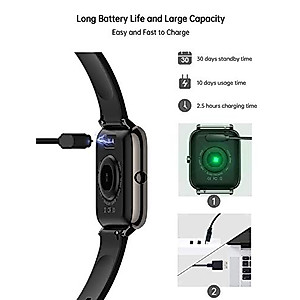 Popglory Smart Watch, Smartwatch with Blood Pressure, Blood Oxygen Monitor, Fitness Tracker with Heart Rate Monitor, Full Touch Fitness Watch for Android & iOS for Men Women