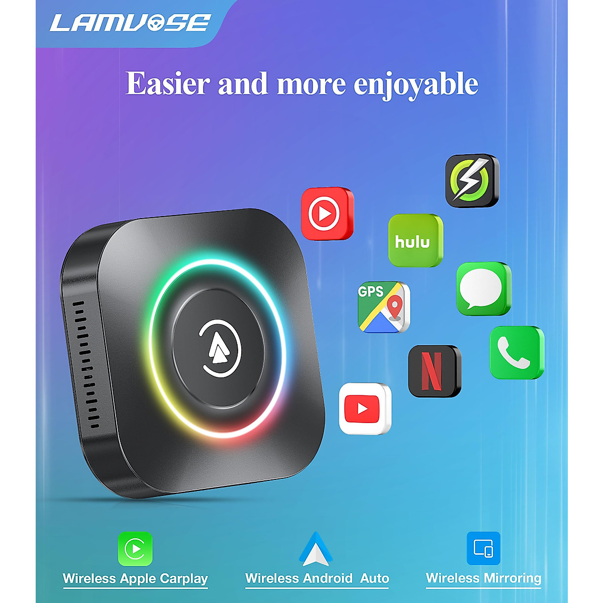 Wireless CarPlay Adapter with Netflix YouTube to Car and TV, Apple CarPlay and Android Auto Wireless Adapter for Car, Magic CarPlay Box CarPlay Streaming for Factory Wired CarPlay Cars from 2016