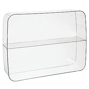 mDesign Plastic Wall Mount Display Organizer Holder, 2 Tier - Protect, Store and Show Off Small Collectibles, Figurines, Mugs, Succulent Plants - Create Additional Storage in Bathroom, Nursery - Clear