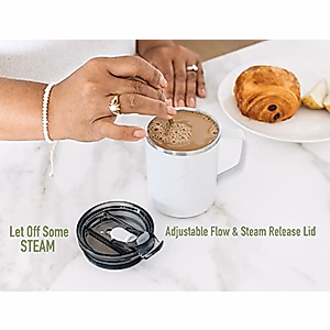 Reduce Coffee Mug Replacement Lid - Compatible with 14, 16, 18, 20 and 24 oz Reduce Hot1 Insulated Mugs and Tumblers - With Flo-Motion Steam-Release Vent, Ideal for On-The-Go Drinking