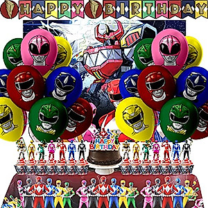 Nelton PW Birthday Party Supplies Includes Cake Topper, 24 Cupcake Toppers, 20 Latex Balloons, Happy Birthday Backdrop, 1 Table Cloth , 1 Banner