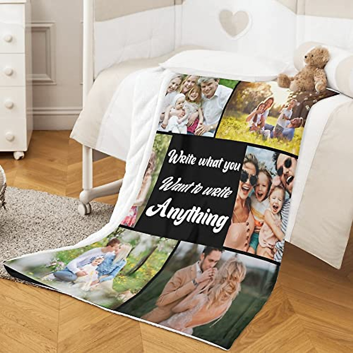 Custom Blankets with Photos Custom Blanket Family Picture Upload Personalized Blanket Adults Customize Blanket Birthday Customizable for Couples Dad Mom Nana Kids Dogs Friend Personalized Gifts