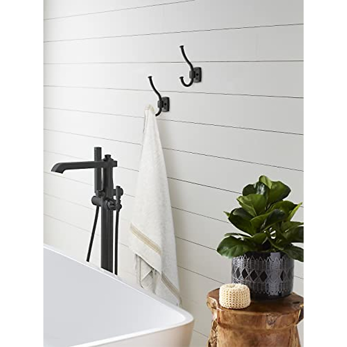 Amerock H37002MB | Kinsale Double Prong Decorative Wall Hook | Matte Black Hook for Coats, Hats, Backpacks, Bags | Hooks for Bathroom, Bedroom, Closet, Entryway, Laundry Room, Office