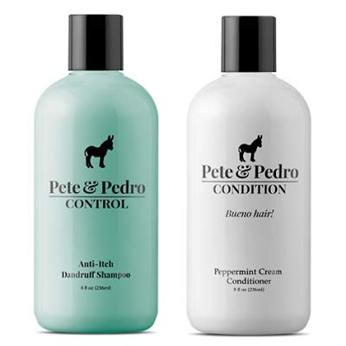 Pete and Pedro Control and Conditon Combo | Extra-Strength Dandruff & Anti-Itch Medicated Coal Tar Peppermint Shampoo Plus Restorative Peppermint Conditioner {Featured on Shark Tank}