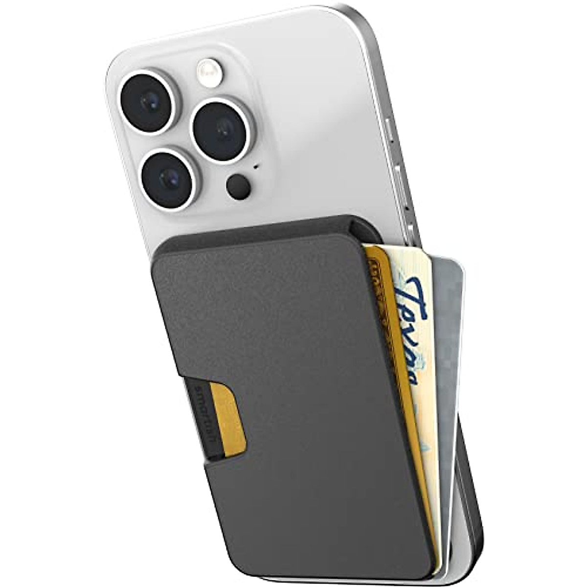 Smartish Wallet for MagSafe iPhones - Side Hustle - Slim Detachable Magnetic Card Holder for Apple iPhone 14/13/12 Models - Black Tie Affair