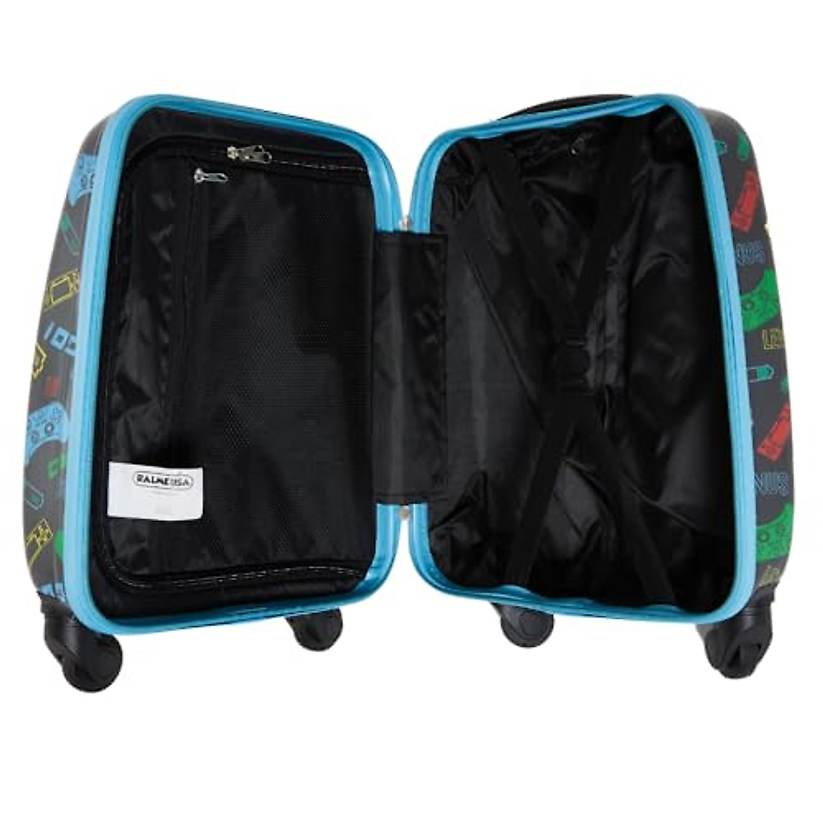 RALME 5 pc Boys’ Gaming Rolling Suitcase Set with Backpack, Neck Pillow, Water Bottle, and Luggage