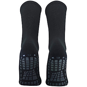 PEAR SOX Pearsox Grip Socks Basketball, Football, Hockey Gripper Crew Socks USA (Black) (Large)