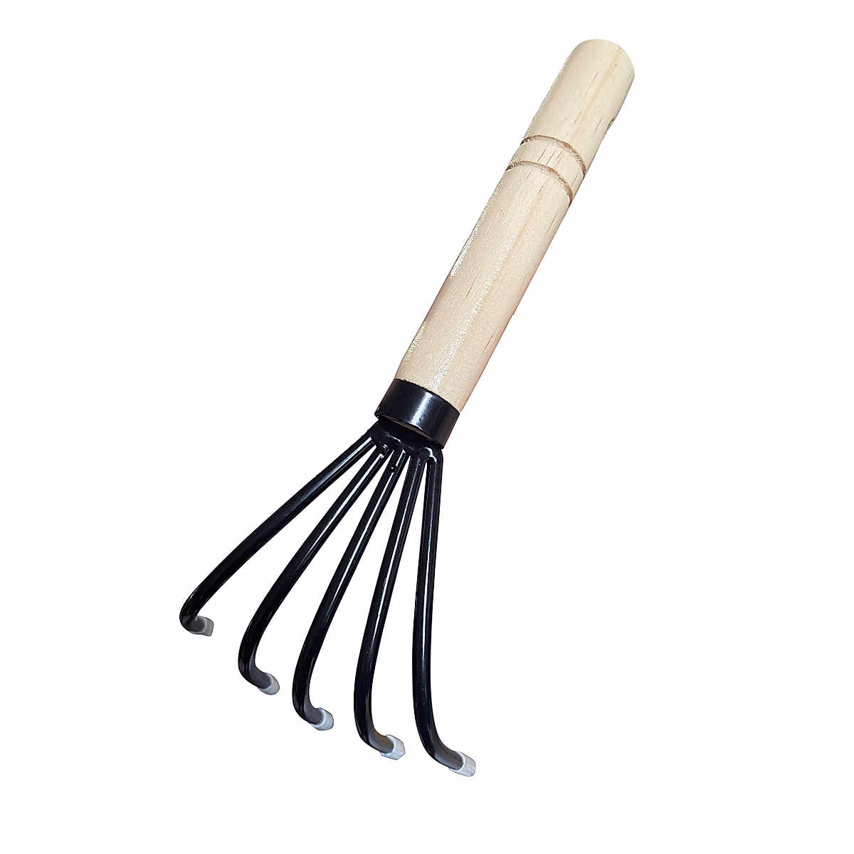 Garden Guru Hand Rake Cultivator Claw Soil Tiller - Military Grade Steel - Rust Resistant - 5 Tine Japanese Ninja Claw - Comfortable Wood Handle - Perfect Pulverized and Aerated Soil