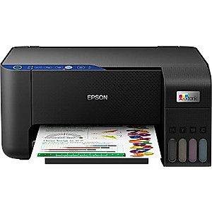 Epson EcoTank ET Series Wireless Color Inkjet All-in-One Supertank Printer, Borderless Photo Printing, Print Scan Copy, Voice Activated - 10.5 ppm, Ethernet, White