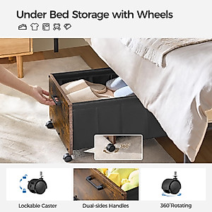 FOUCSSOMEI Under Bed Storage with Wheels, Wooden Under Bed Storage Containers, Under Bed Shoe Storage Organizer, Rolling Under Bed Drawers, Metal Frame, Patented Design