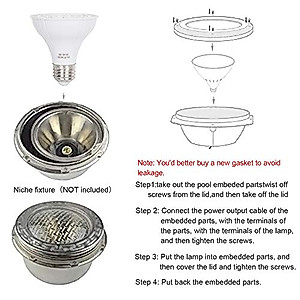 XIUBE 120V LED RGB SPA Light 12W Color Bulb for Hot Tub/Inground SPA/Underwater Swimming Pool PAR20 E26 Base Replace up to 100W-300W Pentair & Hayward Fixtures Remote Switch Control