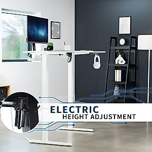 VIVO Electric Height Adjustable L-Shaped 47 x 47 inch Standing Desk, White Corner Table Top, White Frame, Stand Up Workstation, DESK-E1L94W
