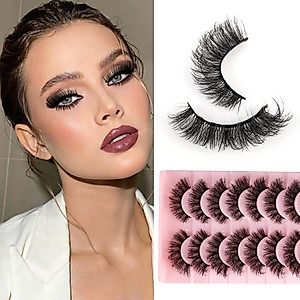 MilyBest Lashes False Eyelashes Faux Mink Cat Eye Lashes Fluffy Pestañas Postizas Wispy D Curl Volume Lashes Look Like Extension Pack Fake Eyelashes 10 Pairs