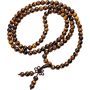 Addmluck 108 Mala Beads Meditation Necklace 7 Chakra Tree of Life Pendant Necklace Prayer Buddha Beaded Bracelets Healing Stone Yoga Necklace for Men and Women Jewelry(tiger eye)