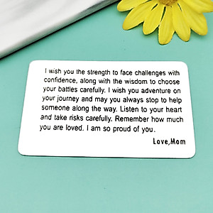 Inspirational Gift from Mom Metal Wallet Insert Card to My Son Gift Daughter Gift Encouragement Gift for Teen Girl Boy Family Gifts Engraved Wallet Insert Card Birthday Graduation Gift Jewelry