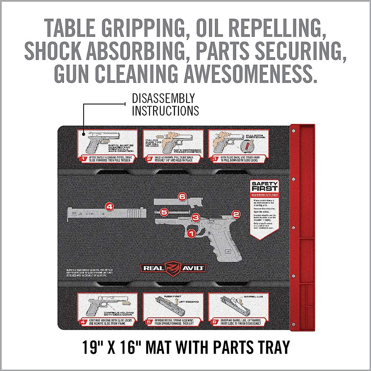 Real Avid Pro Pack for Glock | Glock Accessories Kit Includes 19x16 Gun Cleaning Mat, Multi-Caliber Handgun Cleaning Kit, 2-in-1 Tool for Glock Sights & Pins + Glock Magazine Tool | Gun Cleaning Kit