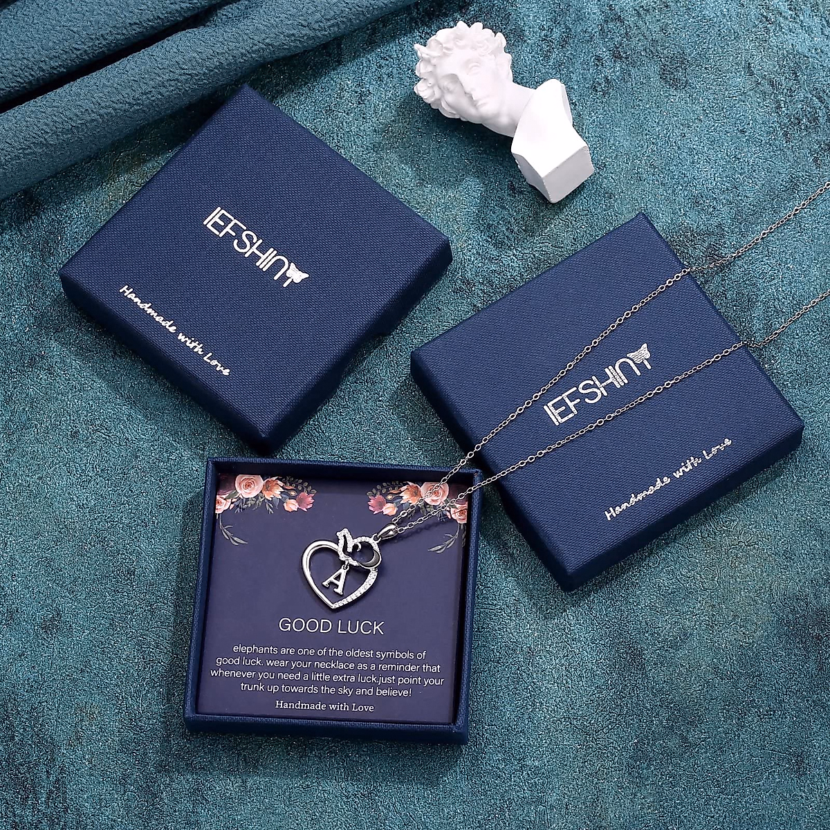 IEFSHINY Elephant Gifts Elephant Necklaces for Women, A Good Luck Elephant Love Heart Pendant Necklace Lucky Elephant Jewelry for Women Girls Friends