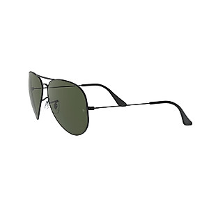 Ray-Ban RB3026 Aviator Large Metal II Sunglasses, Black/G-15 Green, 62 mm