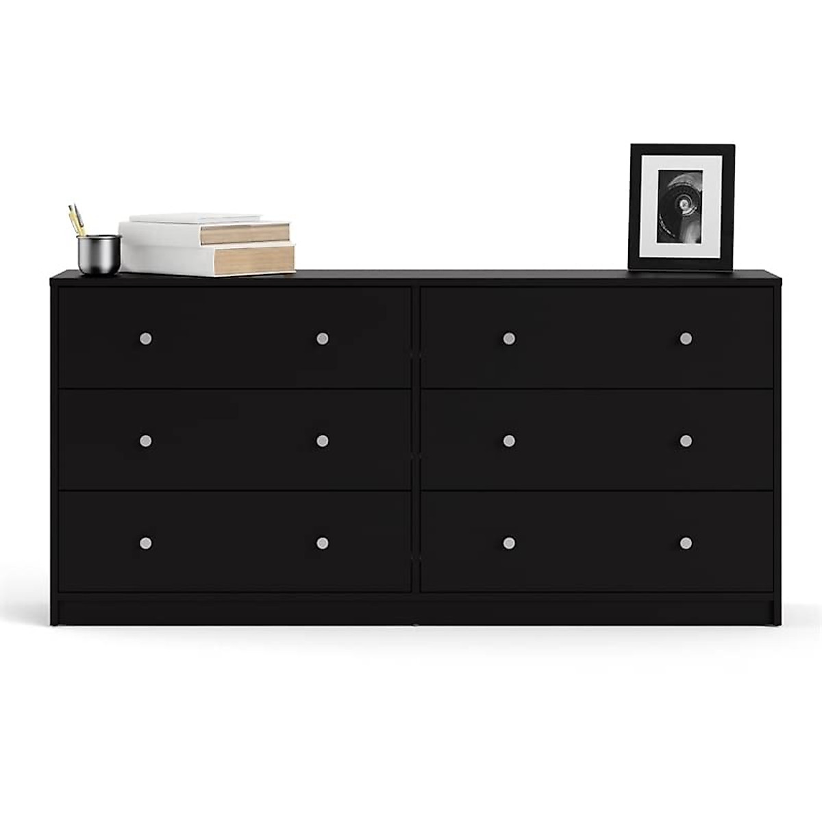 Home Square 3pc Set of Engineered Wood Black 3Drawer Chest 6Drawer Dresser & Nightstand