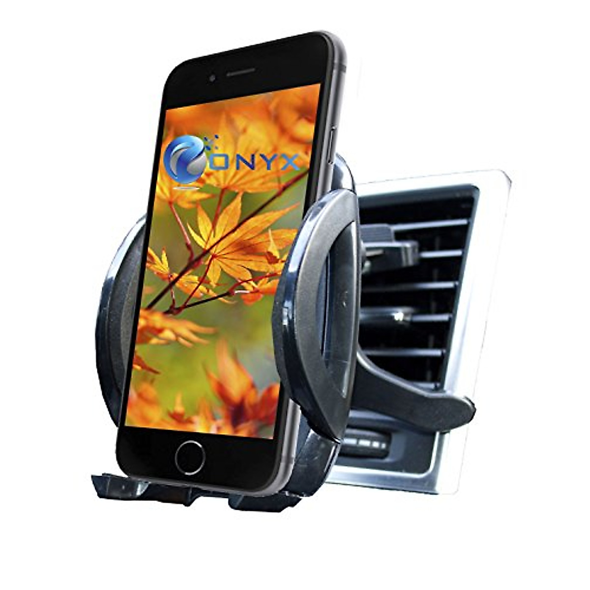 Onyx Air Vent Universal Smartphone Car Mount Holder - Cradle for Iphone 6 Plus /5S, Samsung Galaxy S5 S4 S3 Note 3 and other Smartphones unto 4.0" wide - Black