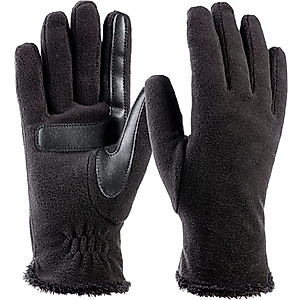 isotoner womens Stretch Fleece Glove - Microluxe Black One Size