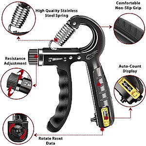 FLYFE Grip Strength Trainer, Plastic, 2 Pack 11-132 lbs, Forearm Strengthener, Hand Squeezer Adjustable Resistance, Hand Grip Strengthener for Muscle Building and Injury Recovery (Black)