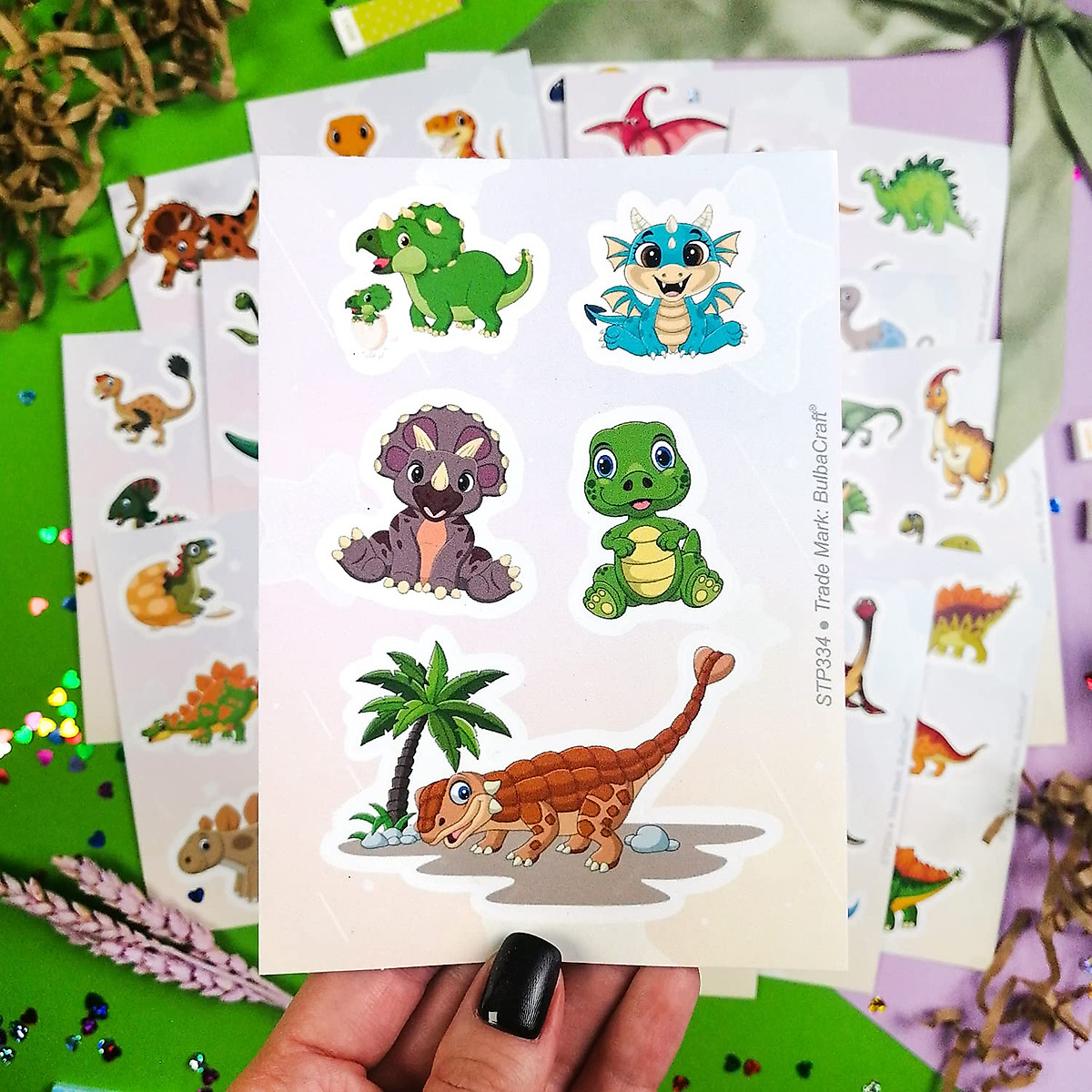 100 Pcs Cute Dinosaur Stickers for Kids, Waterproof Vinyl Dino Stickers for Water Bottles, Dinosaur Birthday Party Favors, Childrens Laptop Decals