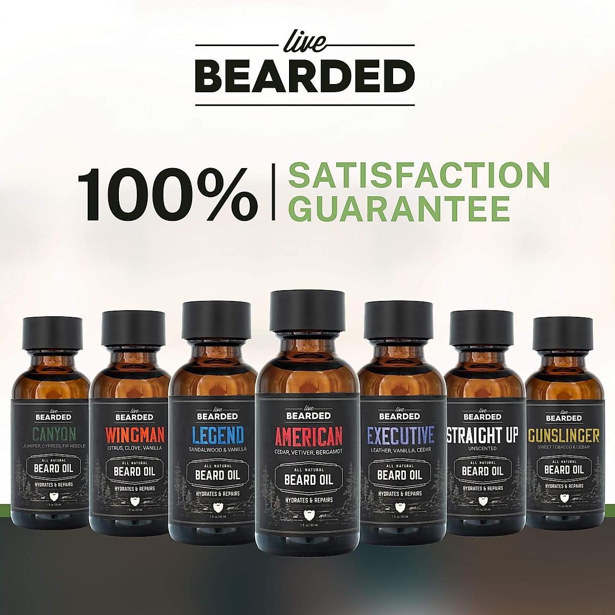 Live Bearded Beard Oil, 1 fl oz - Premium All-Natural Jojoba - Made in the USA - Hair and Skin Care for Men with Dry, Flaky Patches | Straight Up Unscented - Fragrance-Free