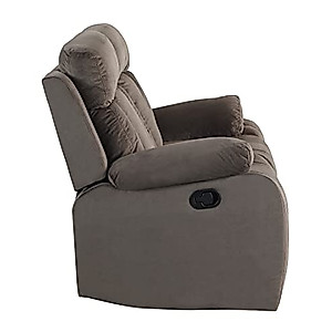 Blackjack Furniture Elton Microfiber, Modern Recliner Chair for Living Room and Home Theater, 63" W x 38" D x 40" H, Den Loveseat, Brown