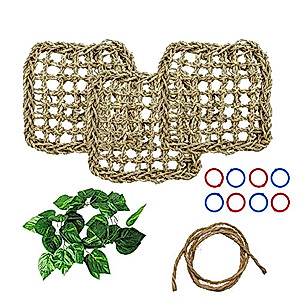 Bird Seagrass Mat Parrot Natural Seagrass Woven Net Parakeet Climbing Rope Chew Toys Hideout Shed Sheltering for Lovebird Cockatiel Conure Budgie