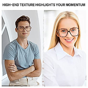 QxAiVMin Oversized Square Reading Glasses for Women, Large Frame Blue Light Blocking Compuer Readers, Big Rimmed Reading Glass