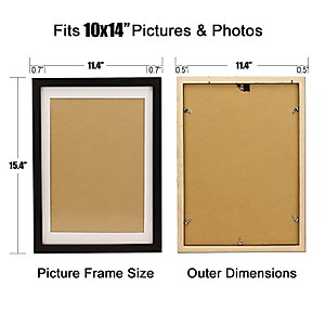 FUNTRESS Pictures Frame Collages for Diplomas Wall Hanging Poster Frame Wooden Living Room Pictures Frame with Mat (10x14 2 Pieces, Black)
