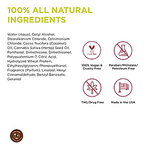 Hemp Seed Hair Care Conditioner, Nag Champa - 8 oz - Keeps Hair Feeling Soft & Smooth - With Hemp Seed Oil, Coconut Oil & Vitamin E - Vegan, Cruelty Free