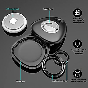 Waterproof Apple AirTag Keychain Case with Key Ring | IPX8,Ultra-Durable,Fully Enclosed | Air Tag Holder case for Luggage,Keys,Dog Collar(2 Pack)