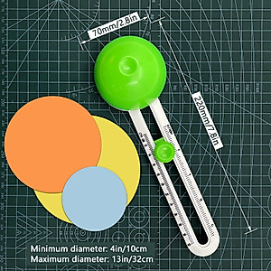 Circle Cutter, Circular Paper Cutter Circle Paper Trimmer Rotary Cutter Craft Supplies, Round Cutting Knife Cards Cutters ( Green )