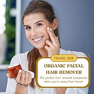 MOOM - Facial Sugaring Wax Travel Kit, Hair Removal for Chin, Eyebrows & Upper Lip - Made with Aloe Vera & Tea Tree Oil - Includes 1.6oz Jar, 6 Reusable Fabric Strips & 2 Wax Applicator Sticks