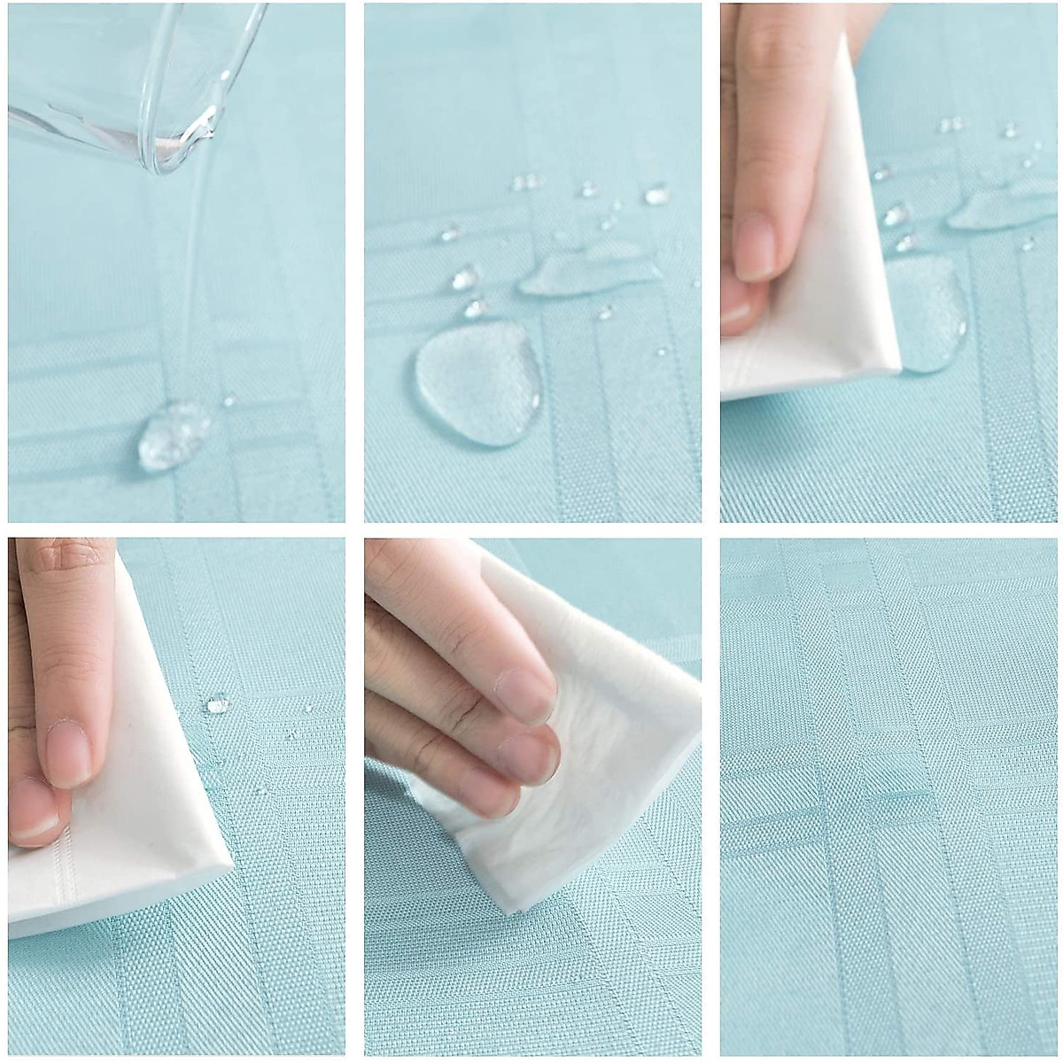 JUCFHY Square Spring Table Cloth Solid Plaid Jacquard Tablecloth Elegance Water Resistant Contemporary Woven Decorative Table Cover,Spillproof Soil Resistant Holiday Tablecloth,60 X 60 Inch,Turquoise