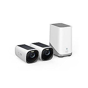 eufy Security eufyCam S330 (eufyCam 3) 2-Cam Kit, Security Camera Outdoor Wireless, 4K Camera with Solar Panel, Forever Power, Face Recognition AI, Expandable Local Storage up to 16TB, No Monthly Fee