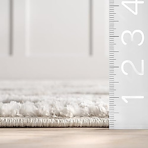 nuLOOM 4x6 Ansley Moroccan Tassel Area Rug, Light Grey, High-Low Textured Bohemian Design, Plush High Pile, Stain Resistant, For Bedroom, Living Room, Hallway, Entryway