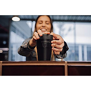 KeepCup Thermal - Vacuum Insulated Reusable Coffee Cup with Splashproof Sipper Lid | M 12oz/340ml - Black
